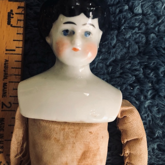 Art | Little Porcelain Male Doll Missing 1 Leg Black Hair Blue Eyes See ...